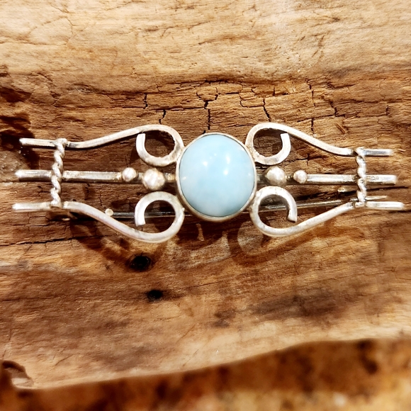 Jewelry | Vintage Larimar Sterling Silver Pinbrooch | Poshmark